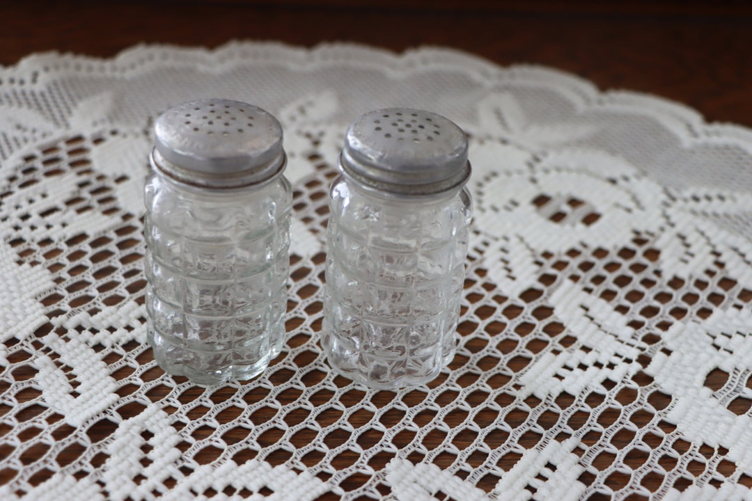 3 Shakers Total Anchor Hocking Pressed Glass Salt and Pepper Shakers ...