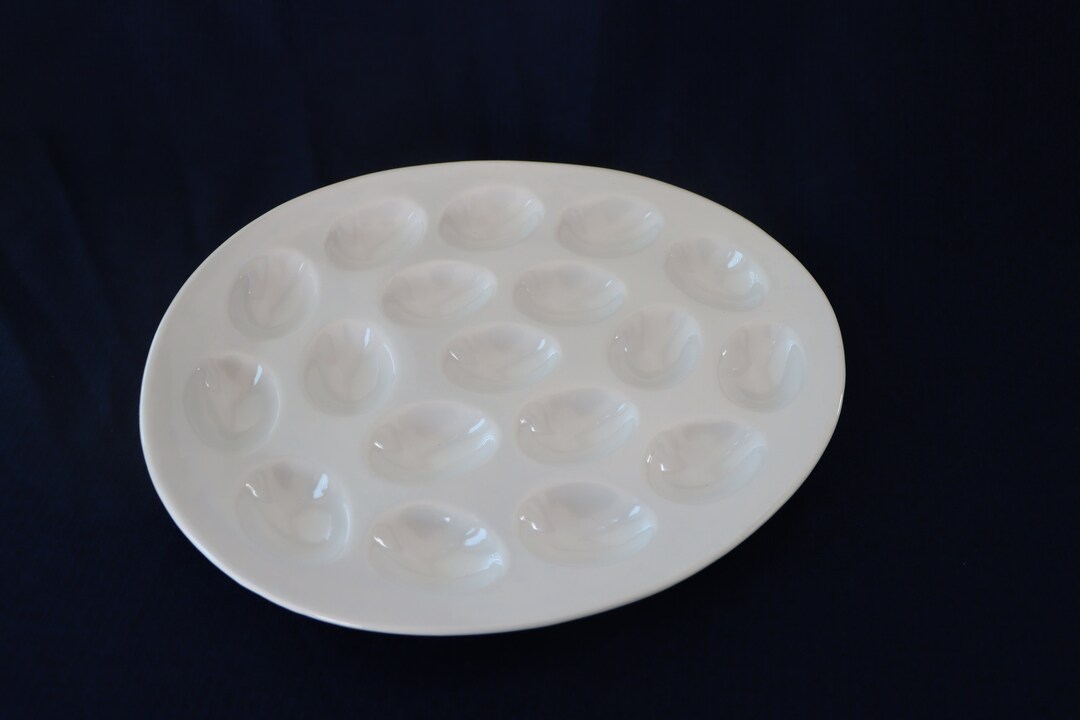 Shafford Ceramic 18 Deviled Eggs Tray/platter Egg Shaped Perfect for ...