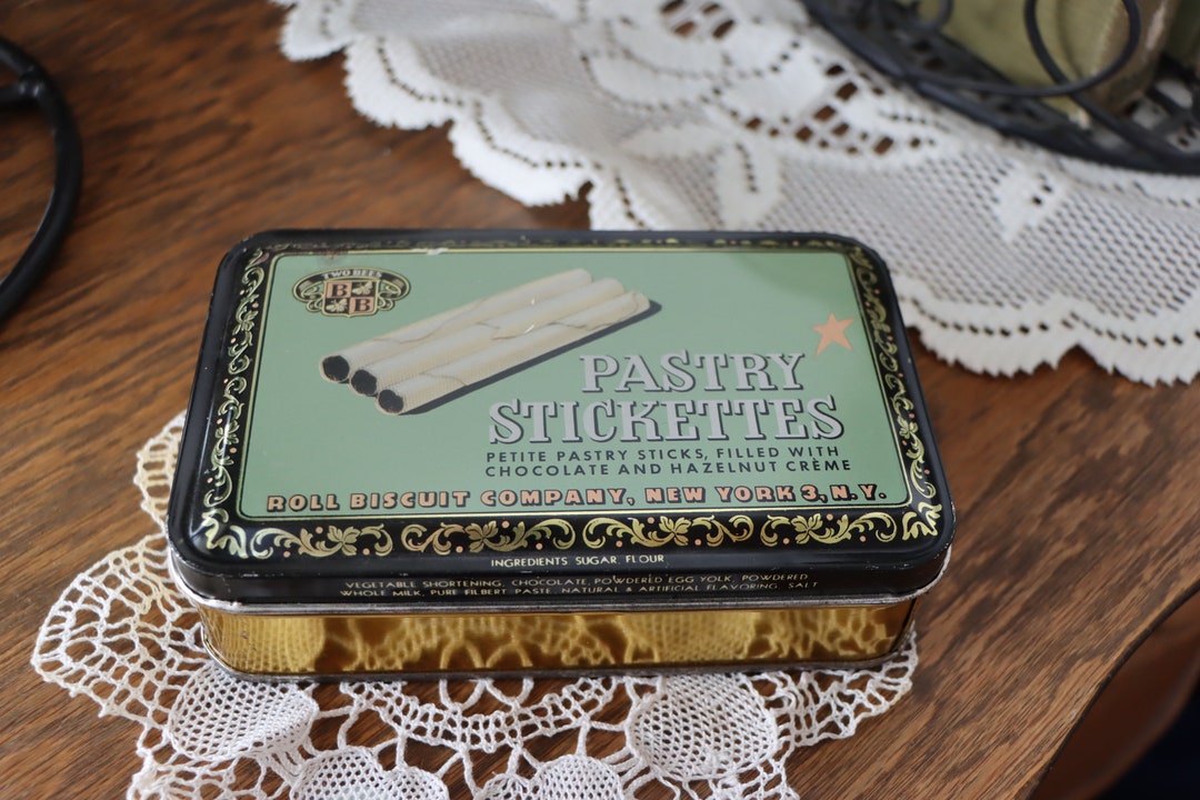 Vintage Collectible Tin Canister Pastry Stickettes Roll Biscuit Company ...