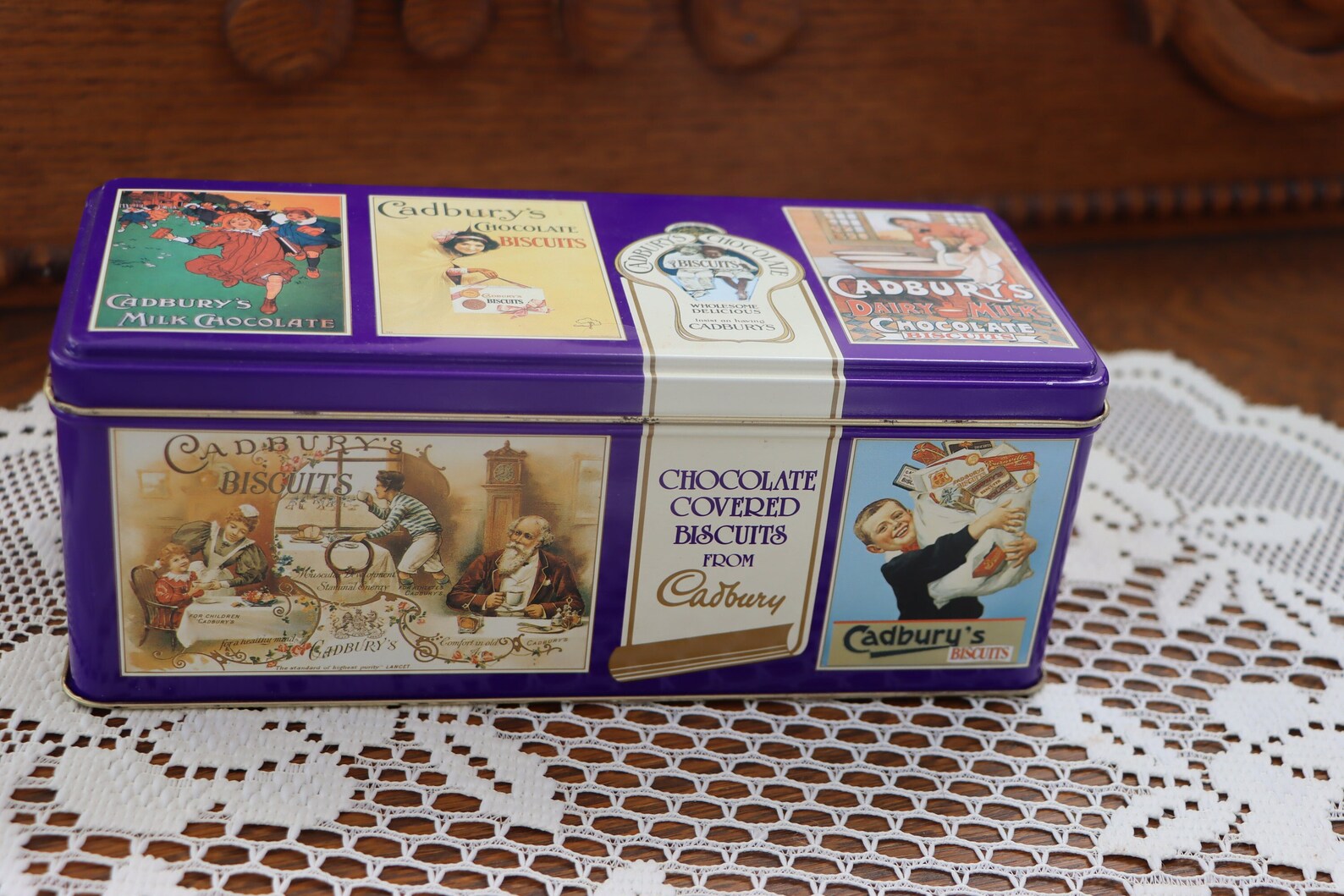 Vintage 1990s Cadbury's Chocolate Covered Biscuits Hinged Tin. Historic ...
