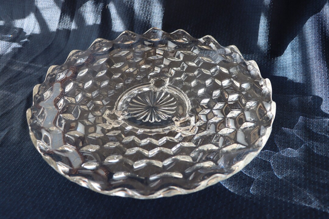 Fostoria Clear American Cube/cubist/quilted Collection Footed Cake ...