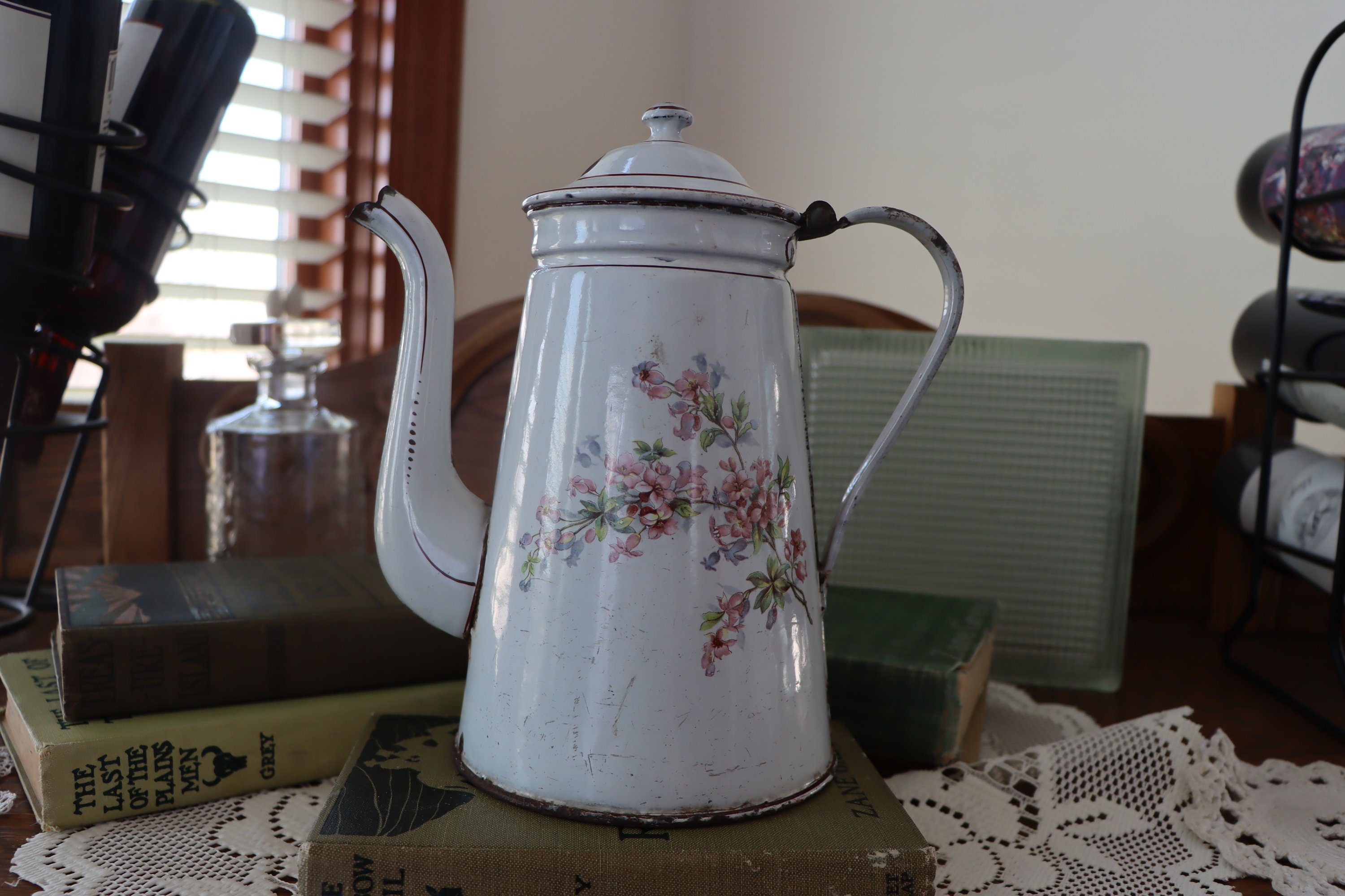 RARE FIND Beautiful Vintage Tea Kettle/pot With Hinged Lid Intact ...