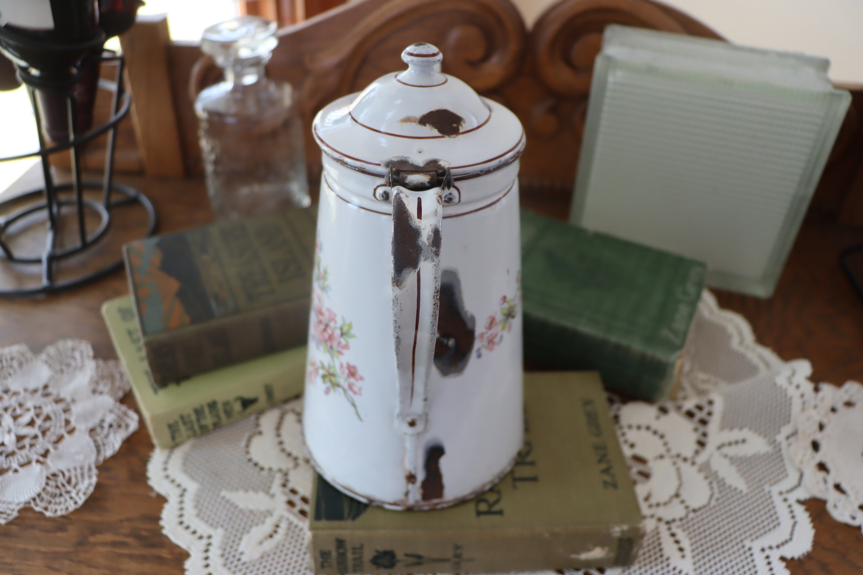 RARE FIND Beautiful Vintage Tea Kettle/pot With Hinged Lid Intact ...