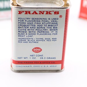 Choice of Vintage Spice Tin Containers W/metal Tops: Franks Poultry ...