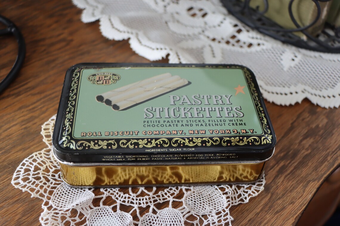 Vintage Collectible Tin Canister Pastry Stickettes Roll Biscuit Company ...