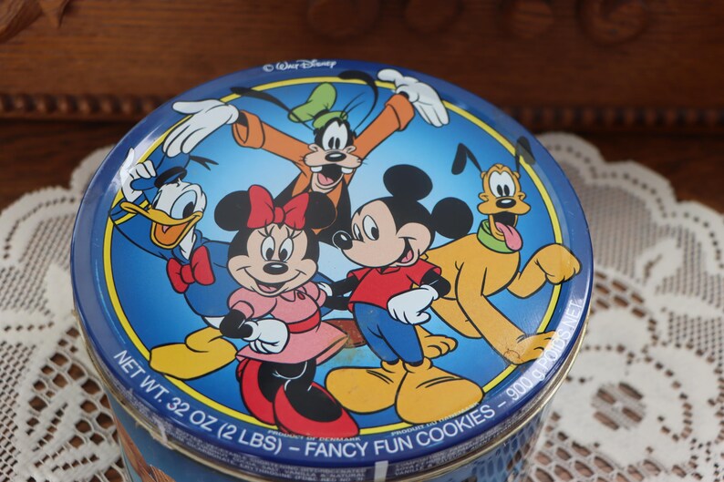 1990s Walt Disney Fancy Fun Cookies Tin Canister Mickey and Minnie ...
