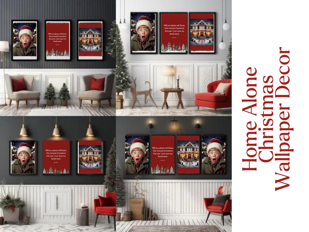 Set of 3 Christmas Wall Art-home ALONE Movie Theme, Christmas Printable ...