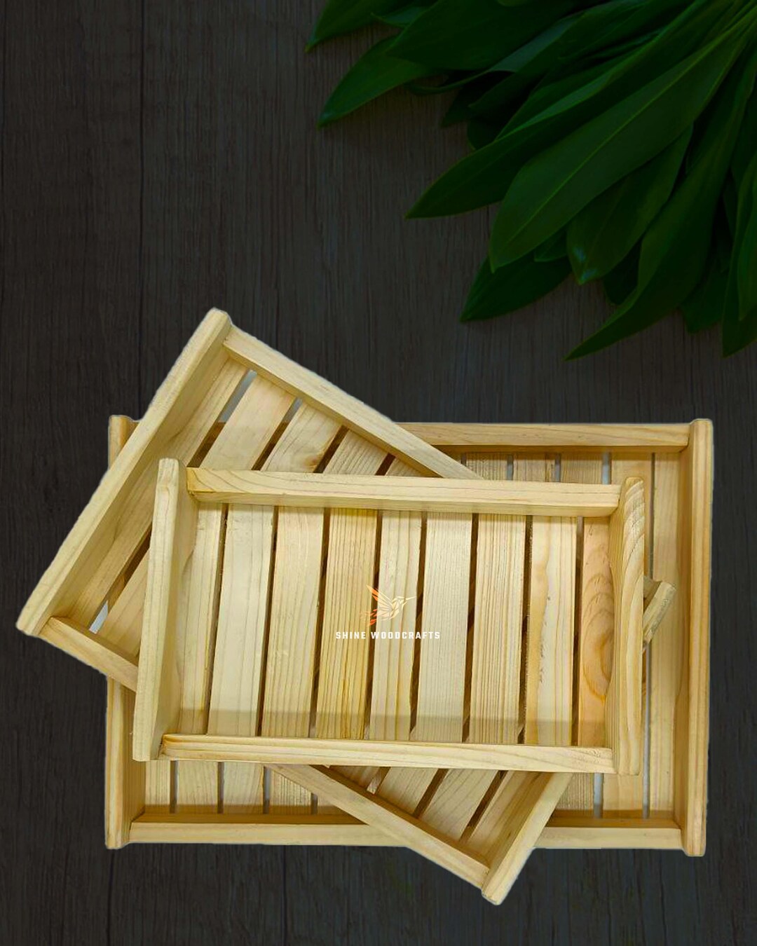 Wooden Serving Trays/set of Rectangular Shape Wood Trays Cut Out ...