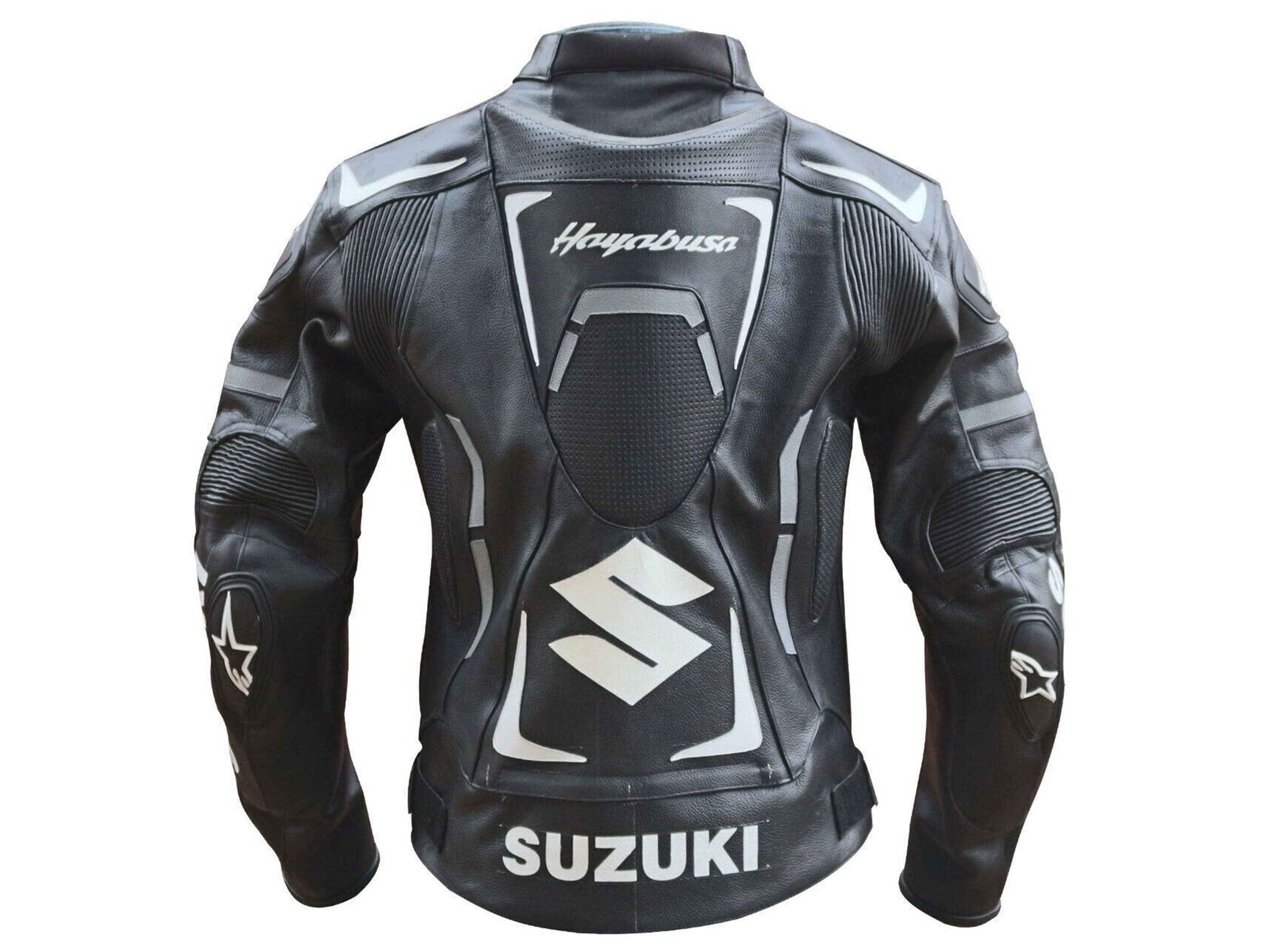 HAYABUSA SUZUKI Leather Jacket Handmade Motorbike Racing Jacket Mens Motorcycle Leather Biker ...