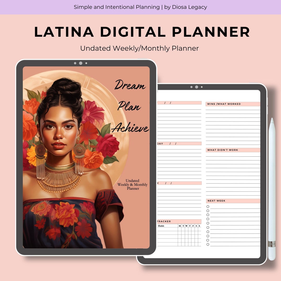 Digital Planner "dream Plan and Achieve" Stunning Art Undated Goodnotes ...