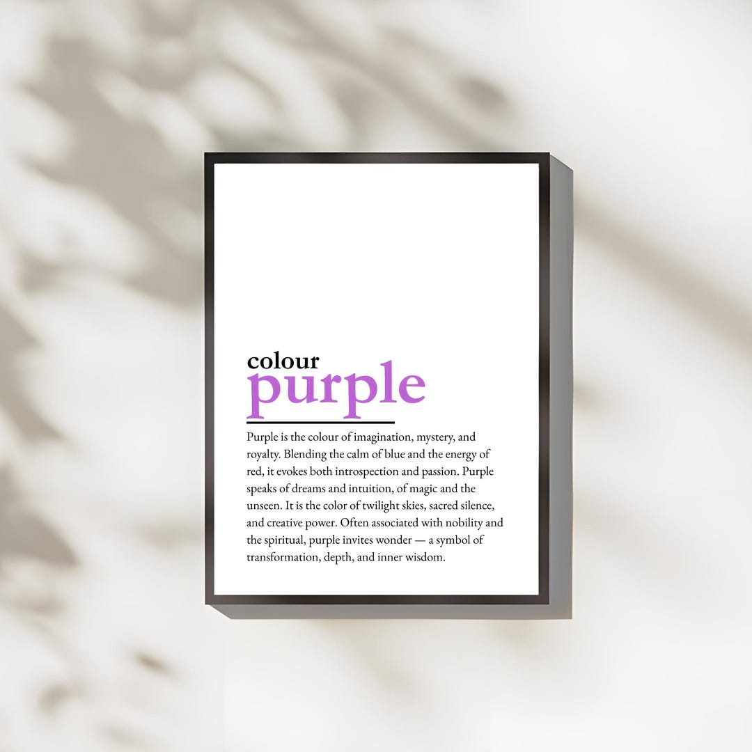Colour Purple Definition Print | Purple Wall Art | Colour Purple Quote ...