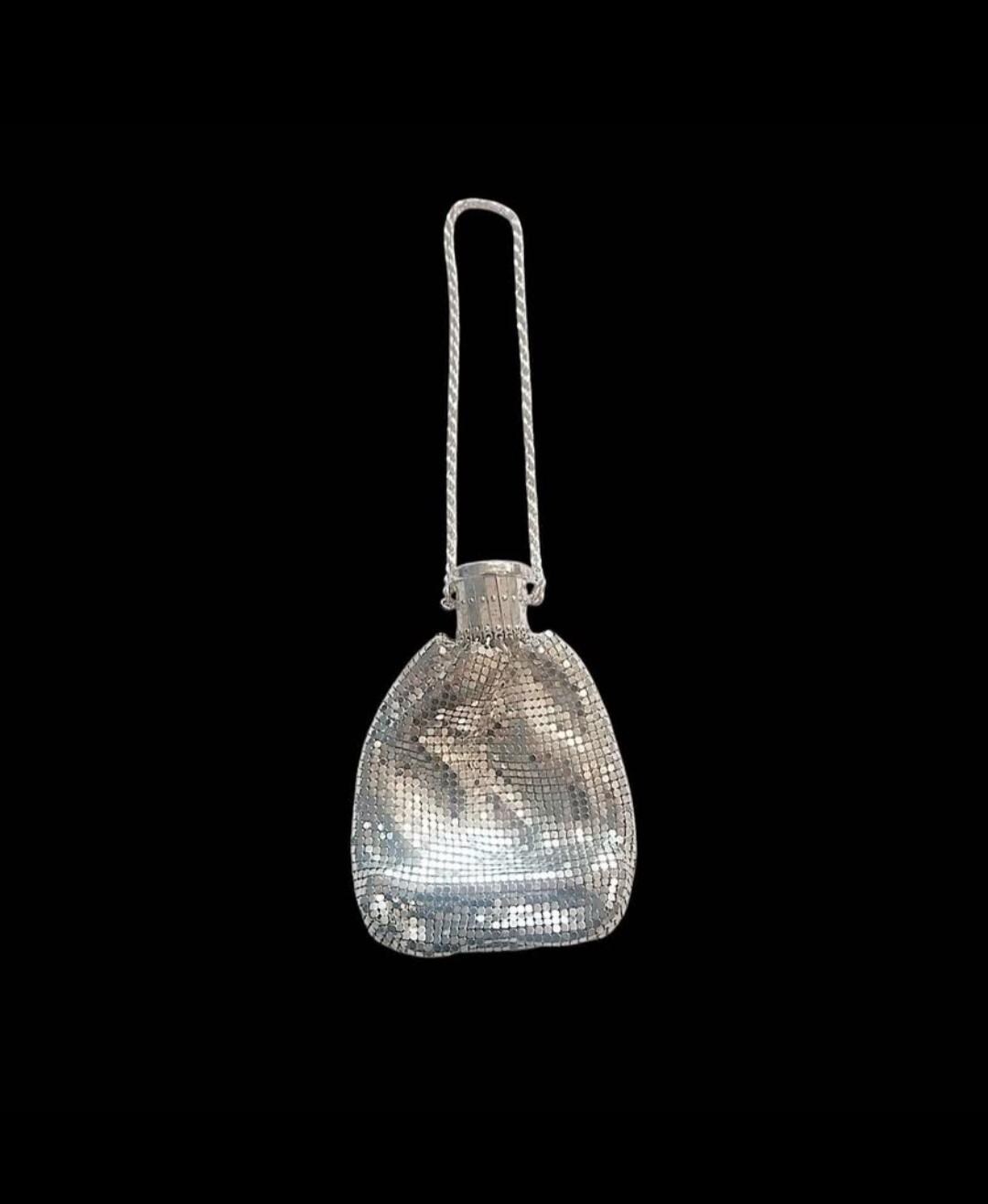 Vintage Silver Mesh Chainmail Silk Like Lined Purse, Handbag, Wristlet ...