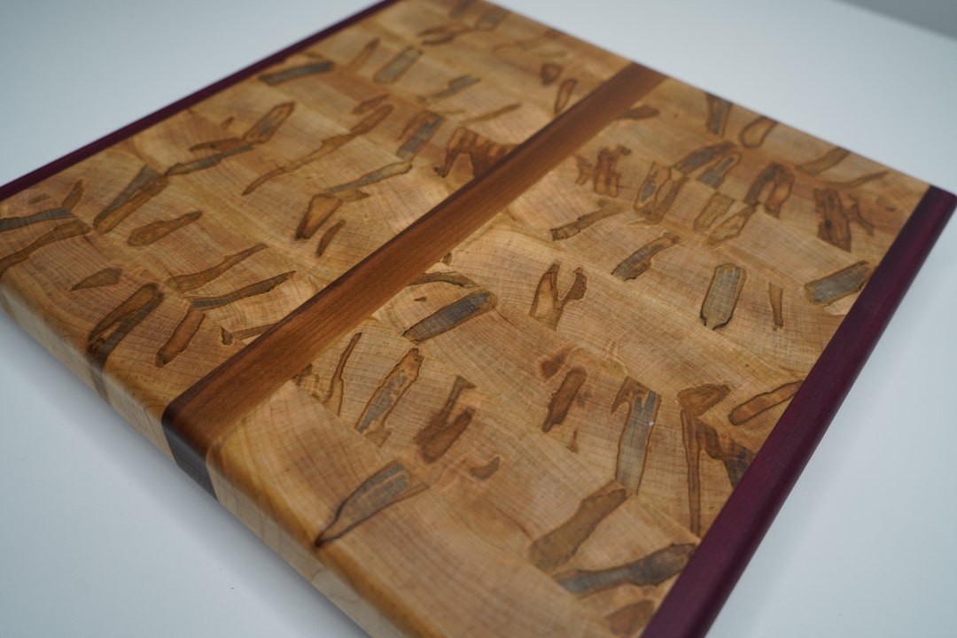 Wormy Maple End Grain, Walnut, and Purple Heart Cutting Block - Etsy