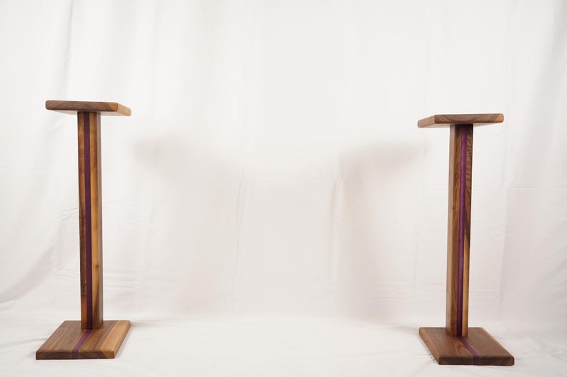 Modern Solid Wood Speaker Stands With Custom Accent Stripe – Available ...