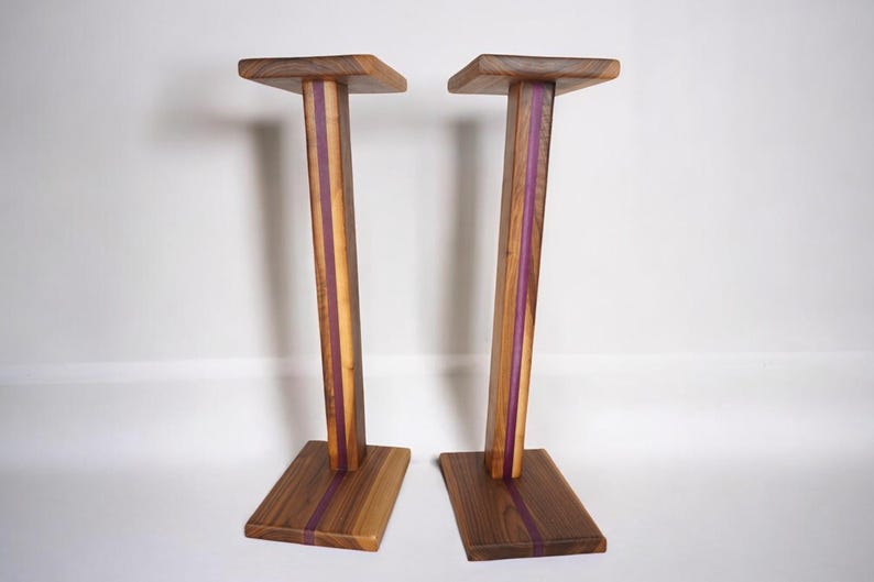 Modern Solid Wood Speaker Stands With Custom Accent Stripe – Available ...
