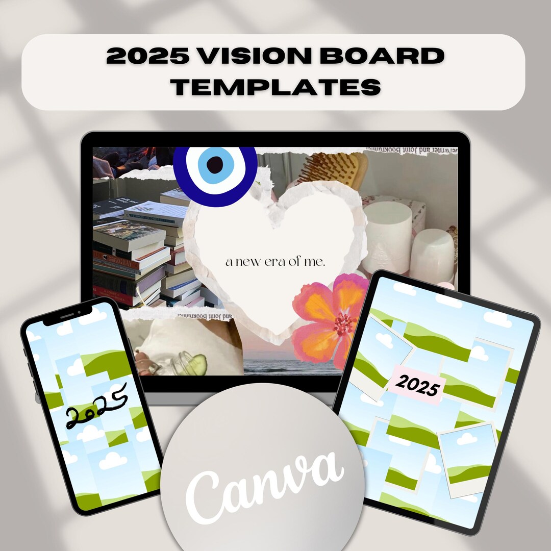 2025 Vision Board Templates | Canva Editable Templates | Customisable ...
