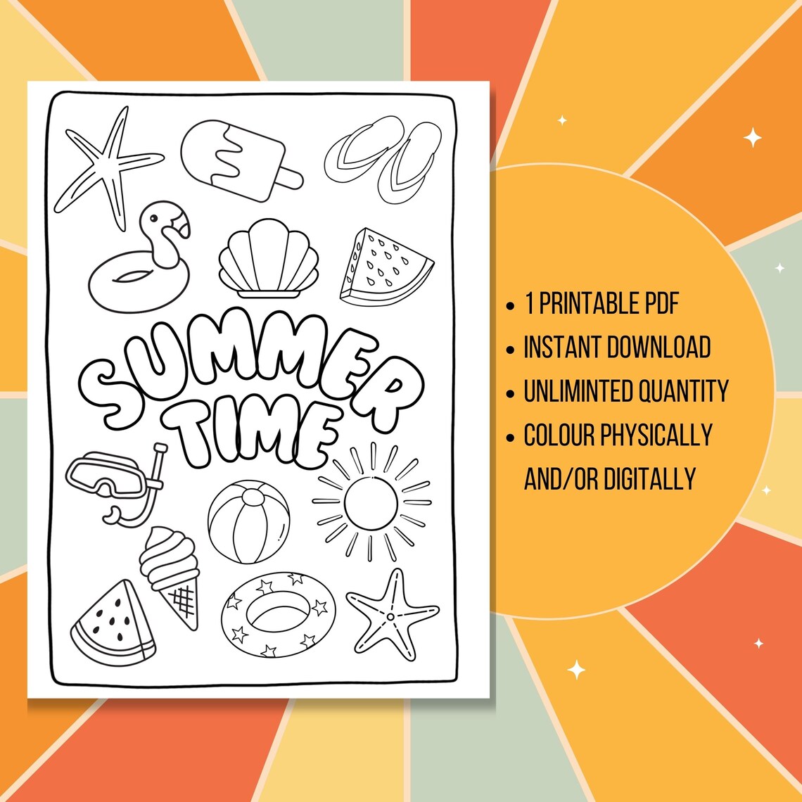 Summer Theme Colouring Page | Beach Theme Colouring Sheet | Kids Summer ...