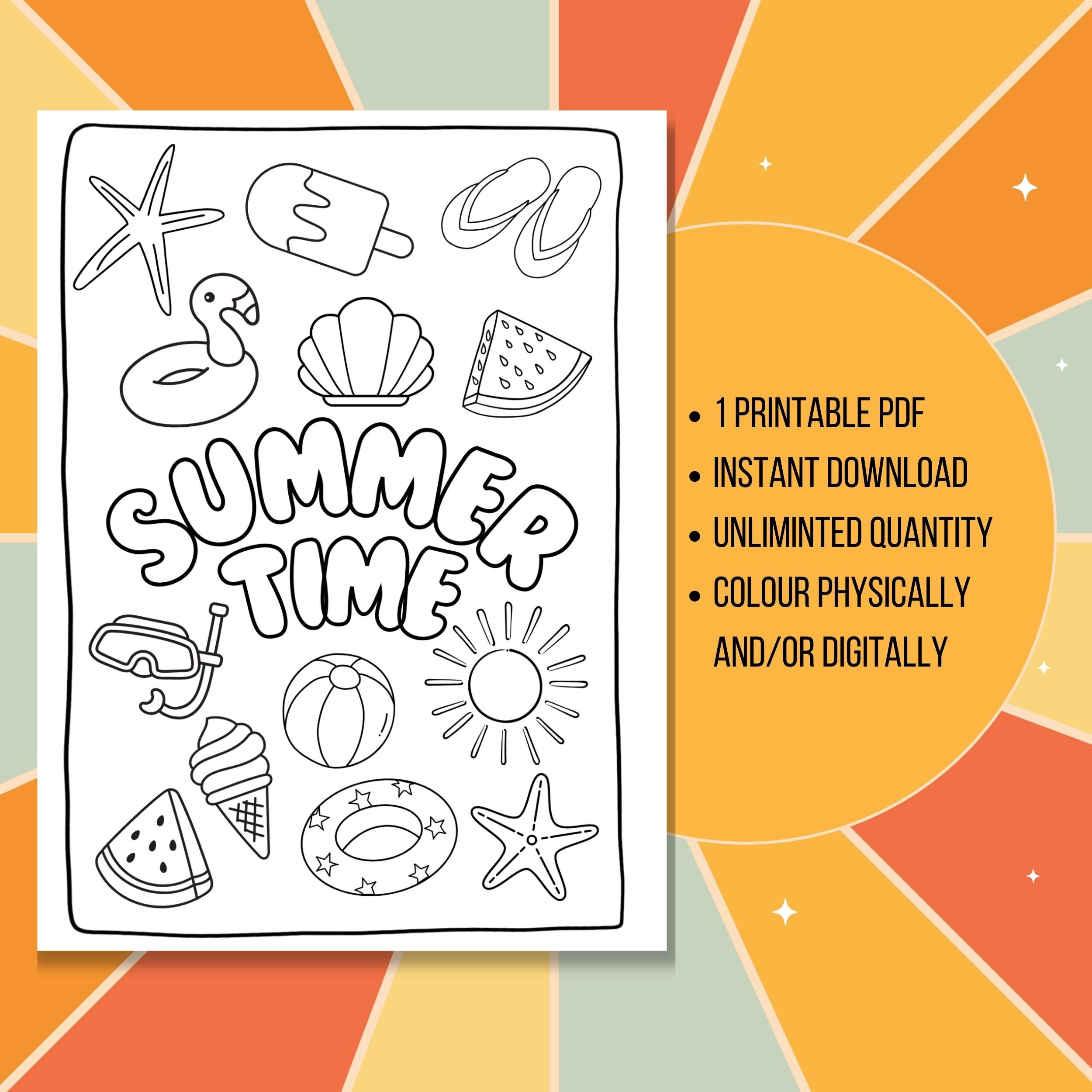 Summer Theme Colouring Page | Beach Theme Colouring Sheet | Kids Summer ...