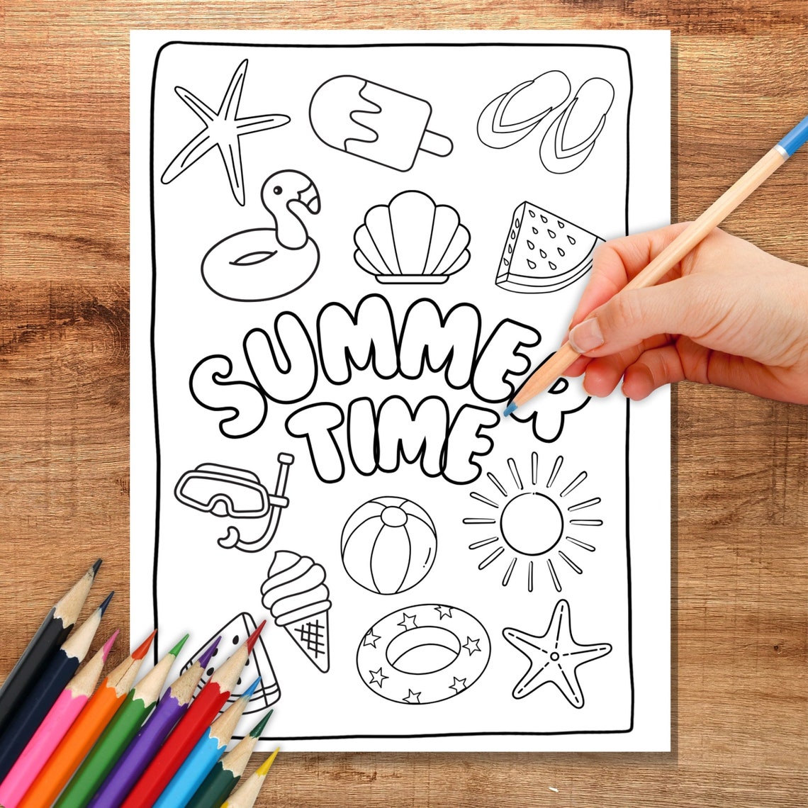 Summer Theme Colouring Page | Beach Theme Colouring Sheet | Kids Summer ...
