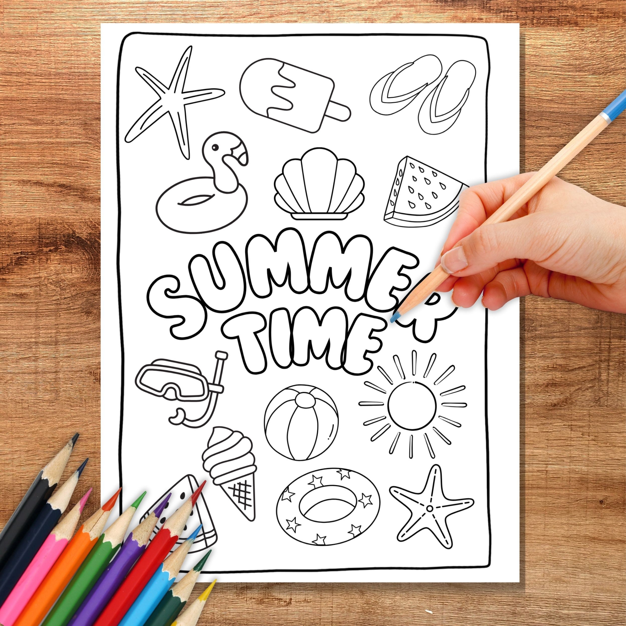 Summer Theme Colouring Page | Beach Theme Colouring Sheet | Kids Summer ...