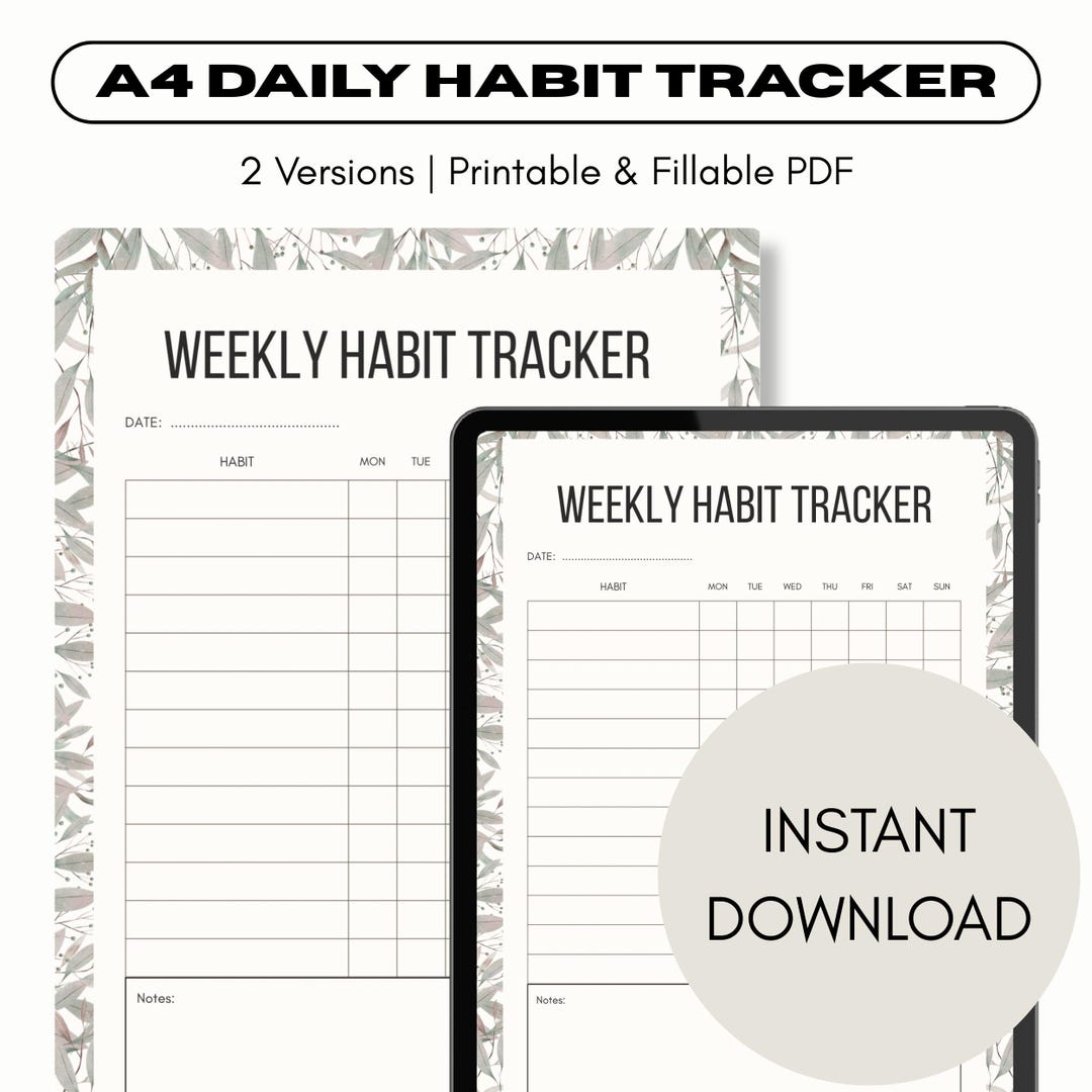 Weekly Habit Tracker Printable | 7-day Habit Challenge Tracker | Daily ...
