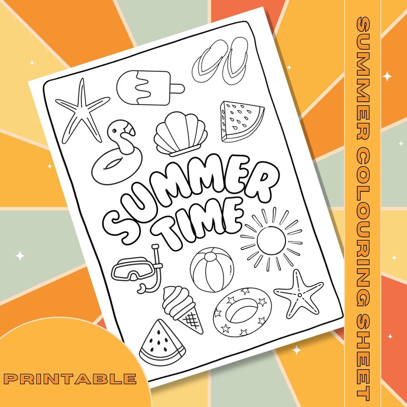 Summer Theme Colouring Page | Beach Theme Colouring Sheet | Kids Summer ...