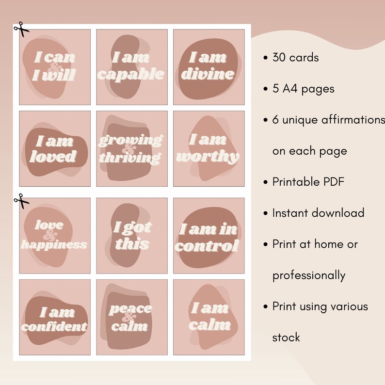 30 Affirmation Cards Printable Affirmation Cards Digital Download ...