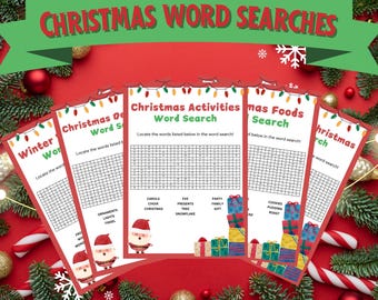 Printable Christmas Word Search Puzzle Fun Holiday Activity for Kids ...