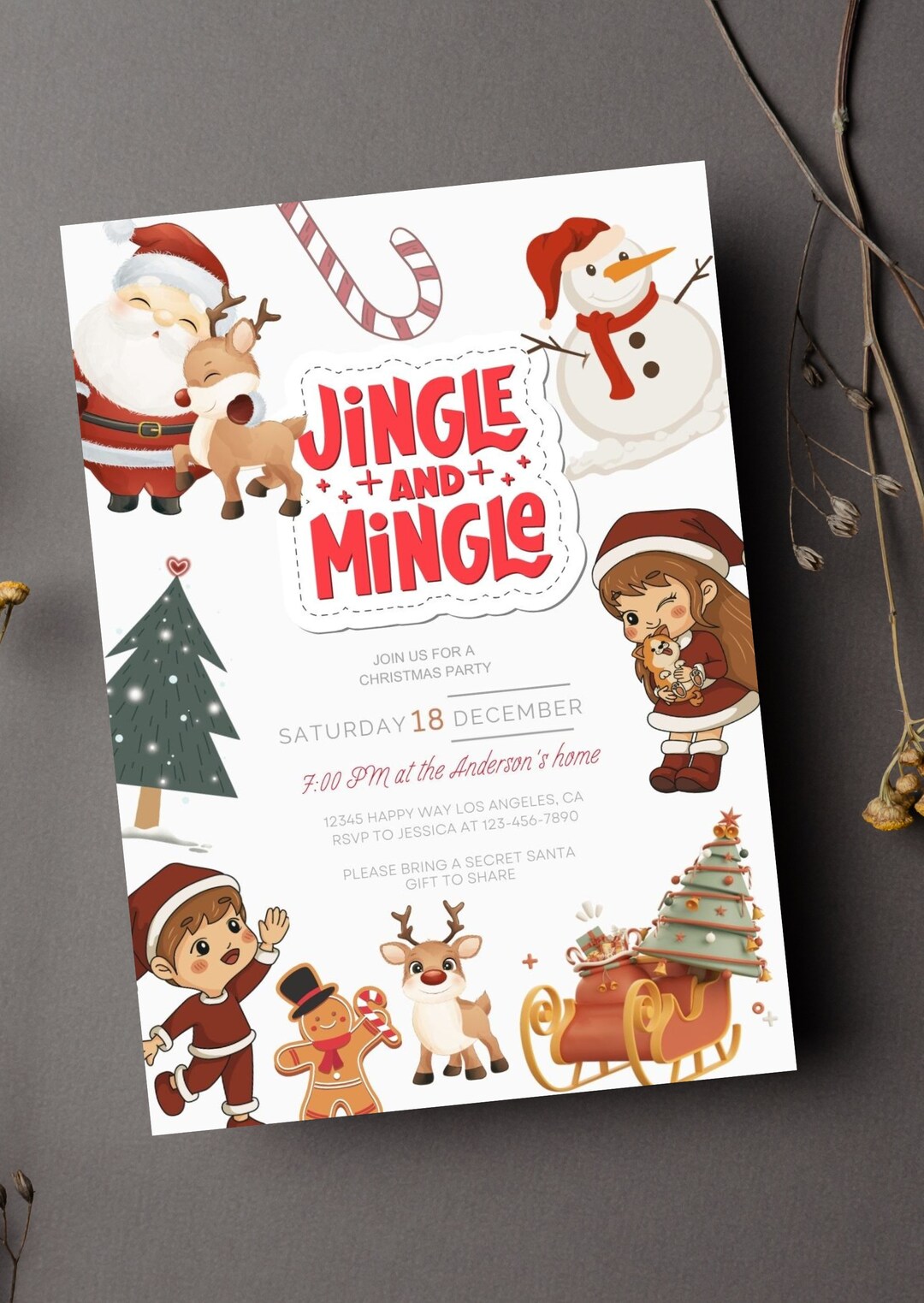 Editable Jingle & Mingle Invitation / Christmas Party Invitation ...