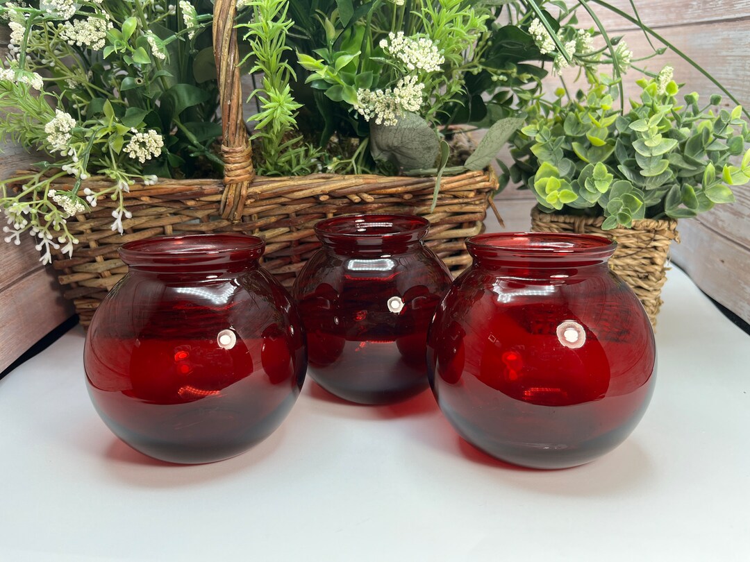 Vintage Royal Ruby Ivy Ball Vase Anchor Hocking, Valentines Vases ...