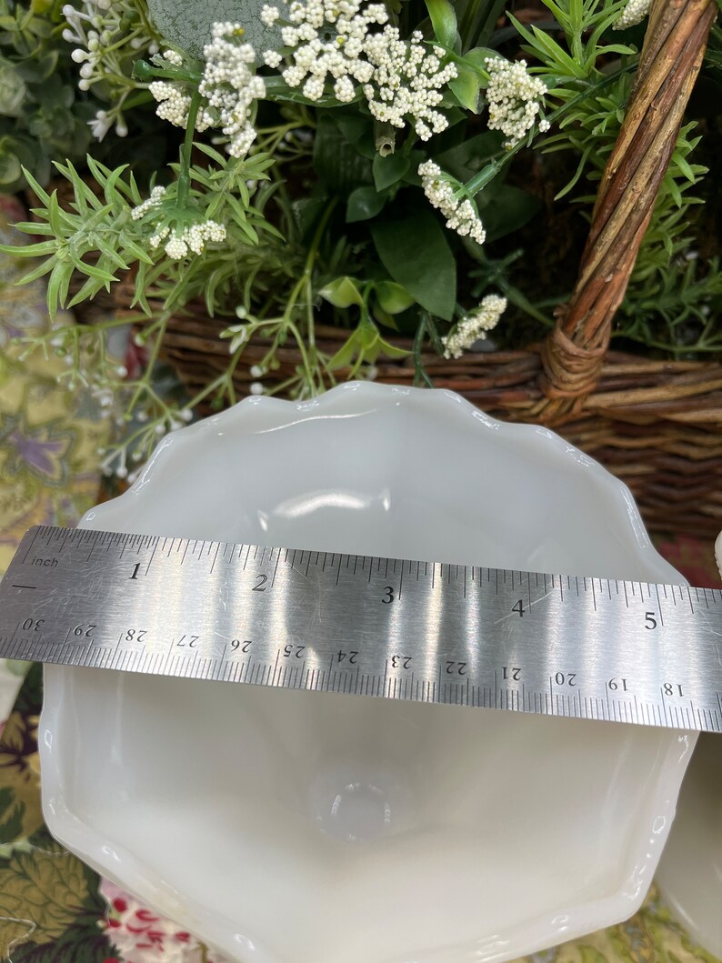 Anchor Hocking Octagon White Milk Glass Vase Featuring Grapevine Design ...