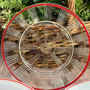 RARE Set of 3 Vintage Red Trim Plates, 2 Hazel Atlas Platonite ...