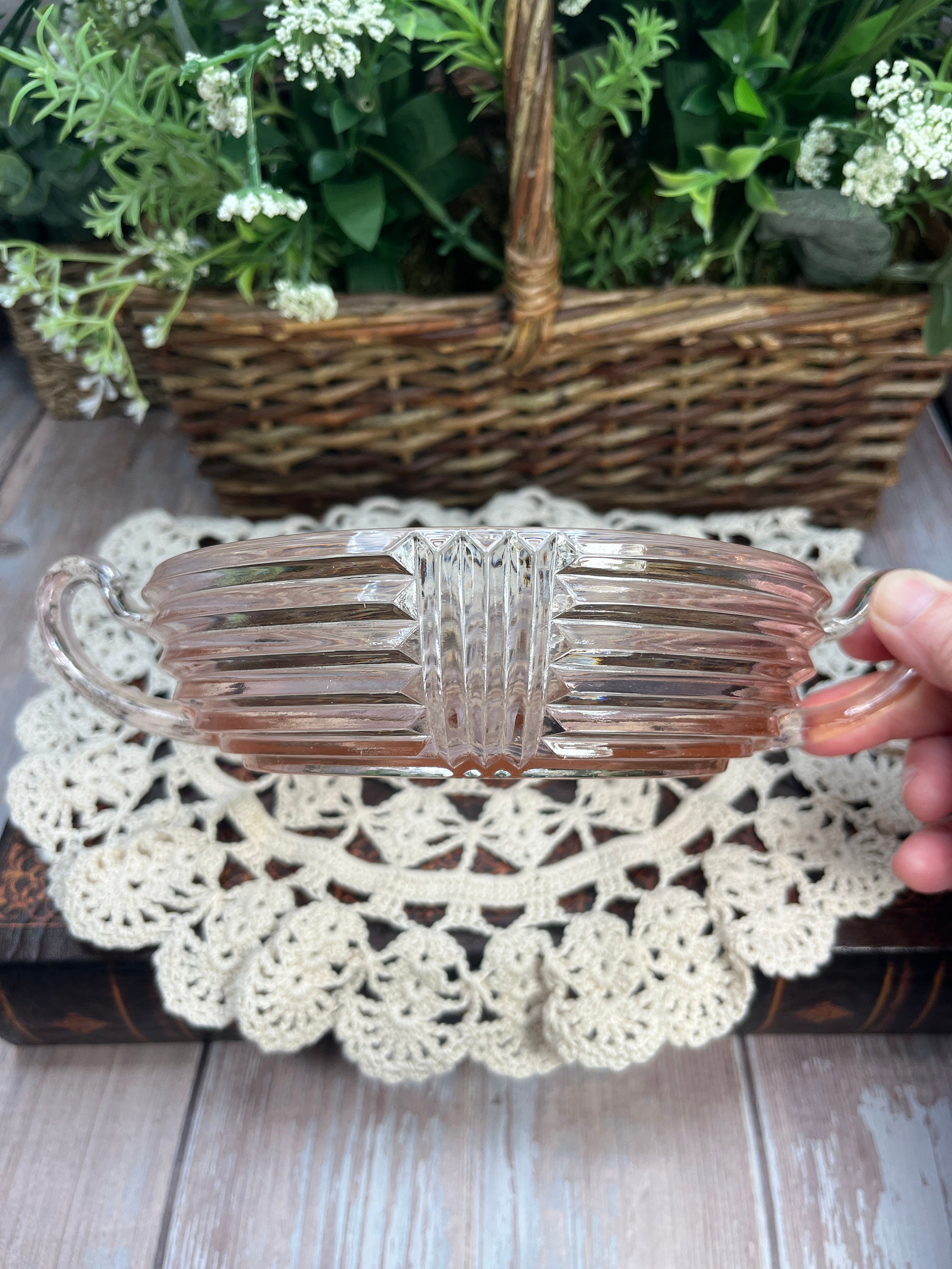 Art Deco Style Pink Manhattan Vintage Depression Dish, Candy Dish, Pink ...