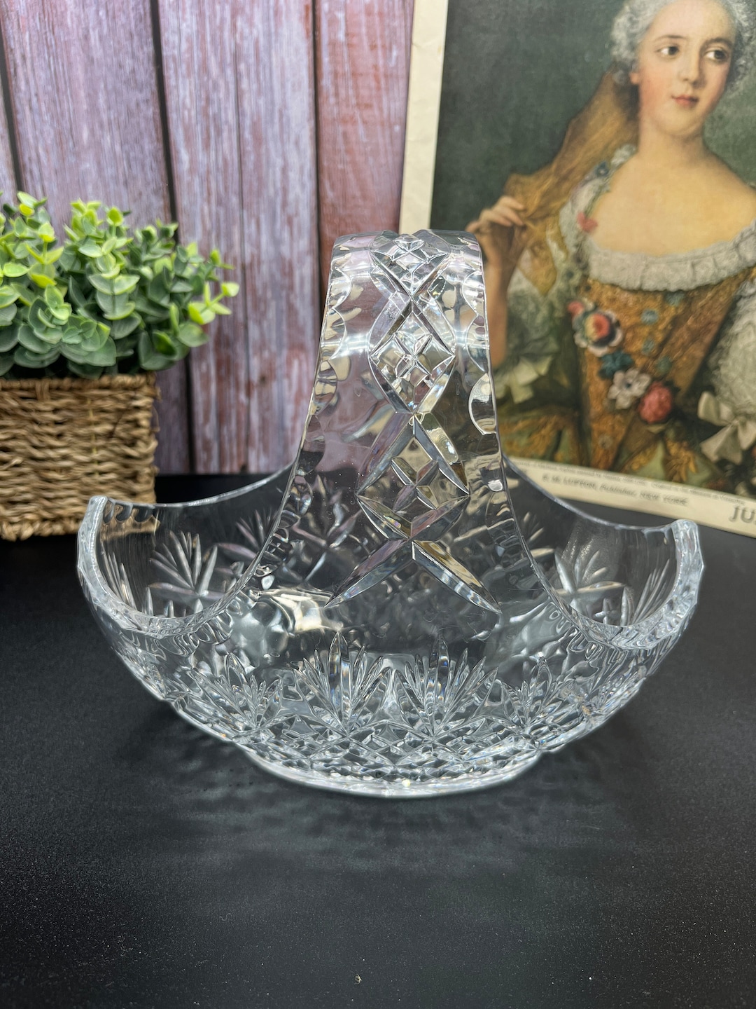 Heavy Lead Cut Crystal Basket, Vintage 1960s, Party Centerpiece ...