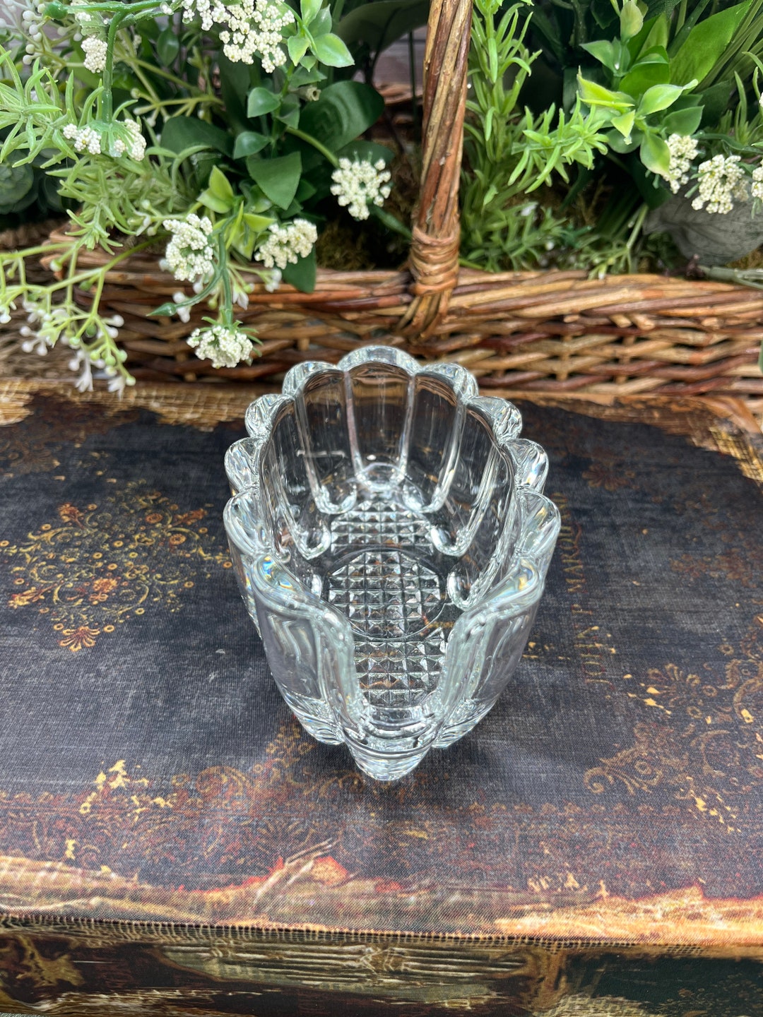 Vintage Princess House Glass Spoon Silverware Holder Buffet Utensil ...