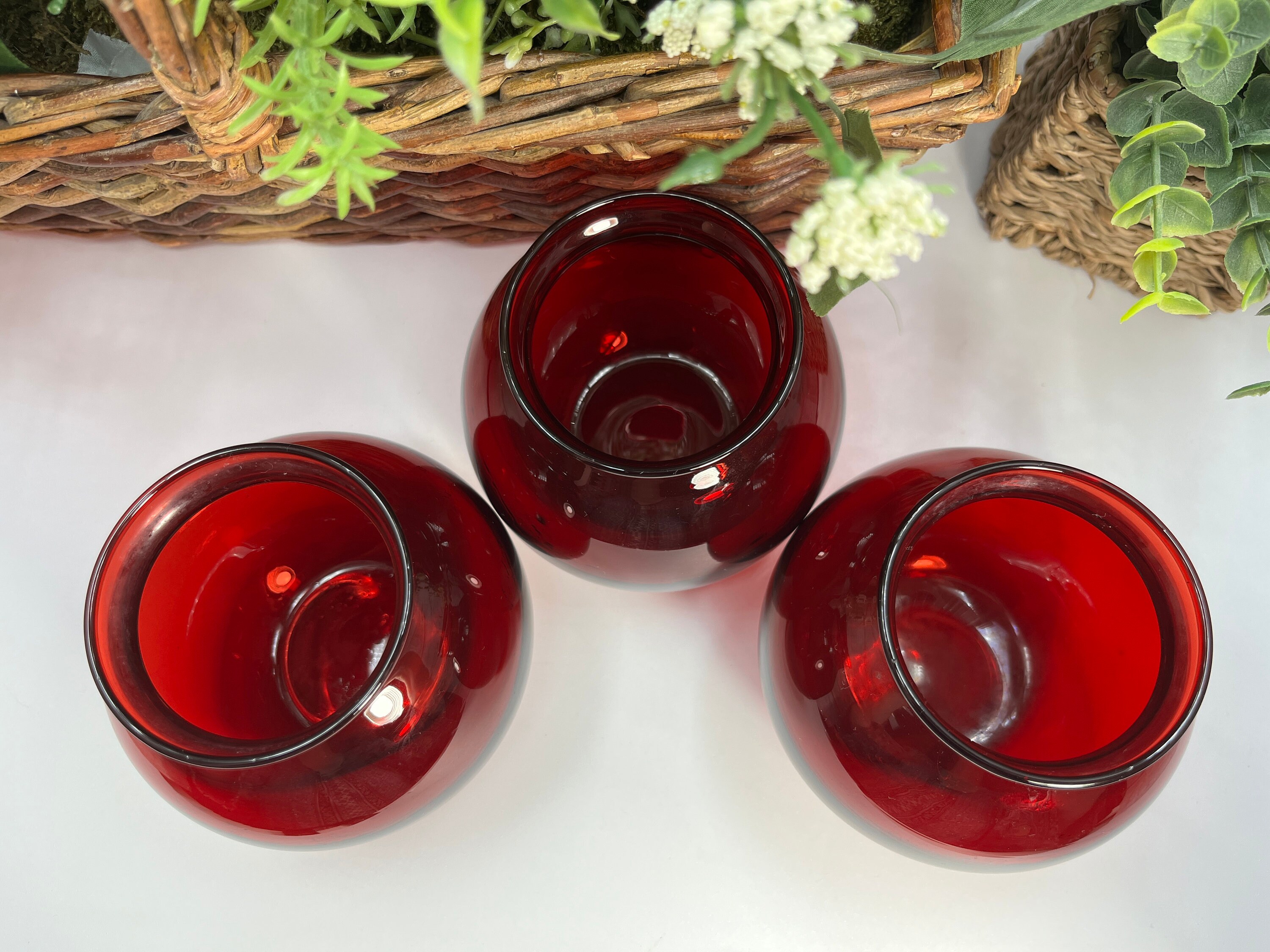 Vintage Royal Ruby Ivy Ball Vase Anchor Hocking, Valentines Vases ...