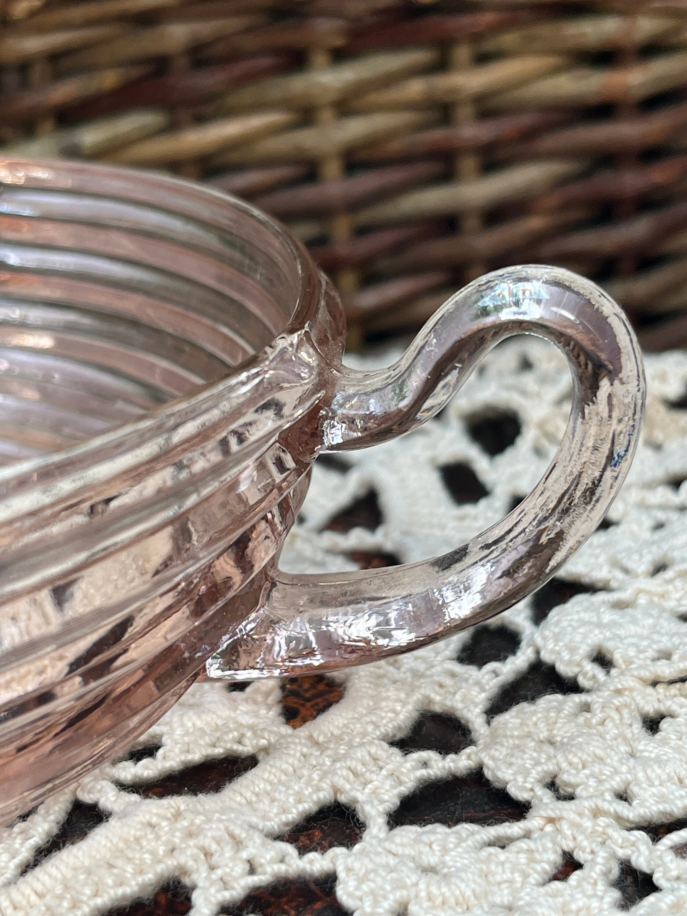 Art Deco Style Pink Manhattan Vintage Depression Dish, Candy Dish, Pink ...