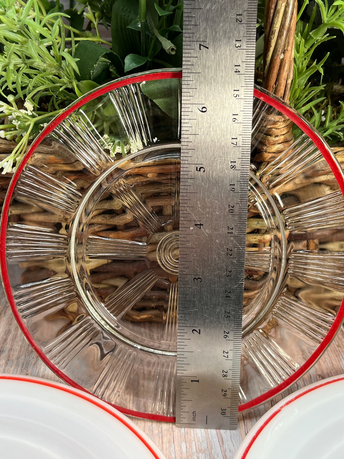 RARE Set of 3 Vintage Red Trim Plates, 2 Hazel Atlas Platonite ...