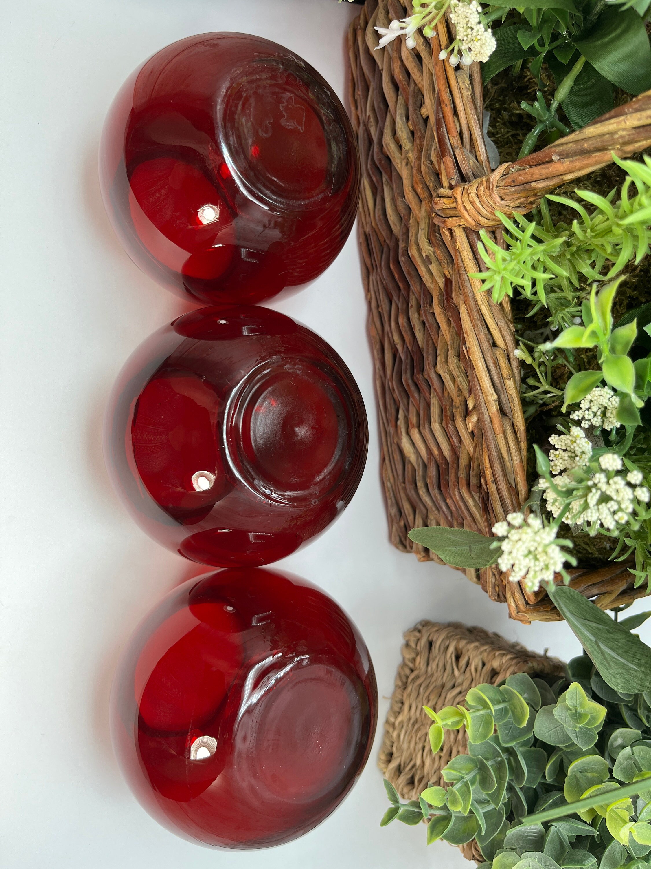 Vintage Royal Ruby Ivy Ball Vase Anchor Hocking, Valentines Vases ...