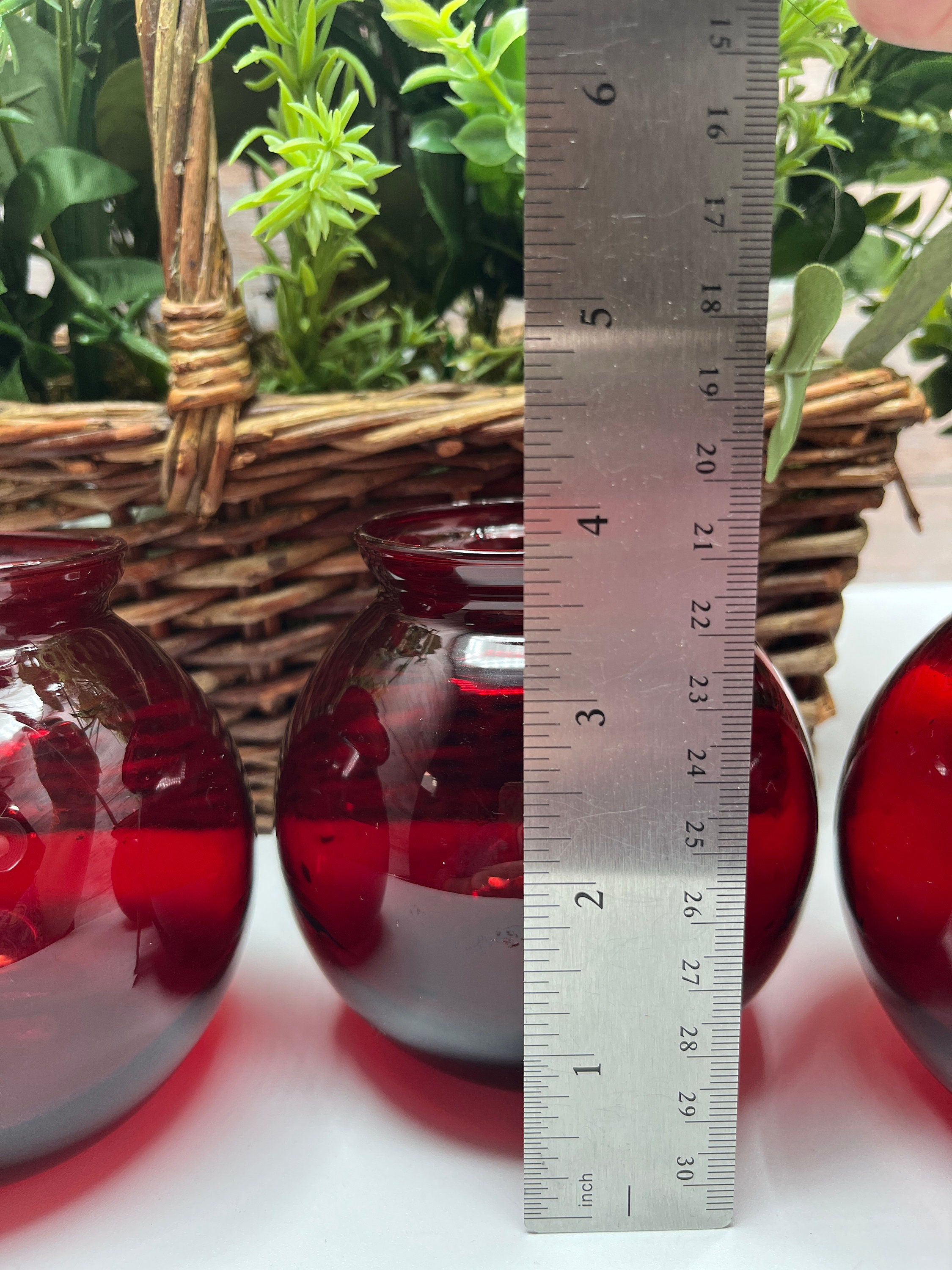 Vintage Royal Ruby Ivy Ball Vase Anchor Hocking, Valentines Vases ...