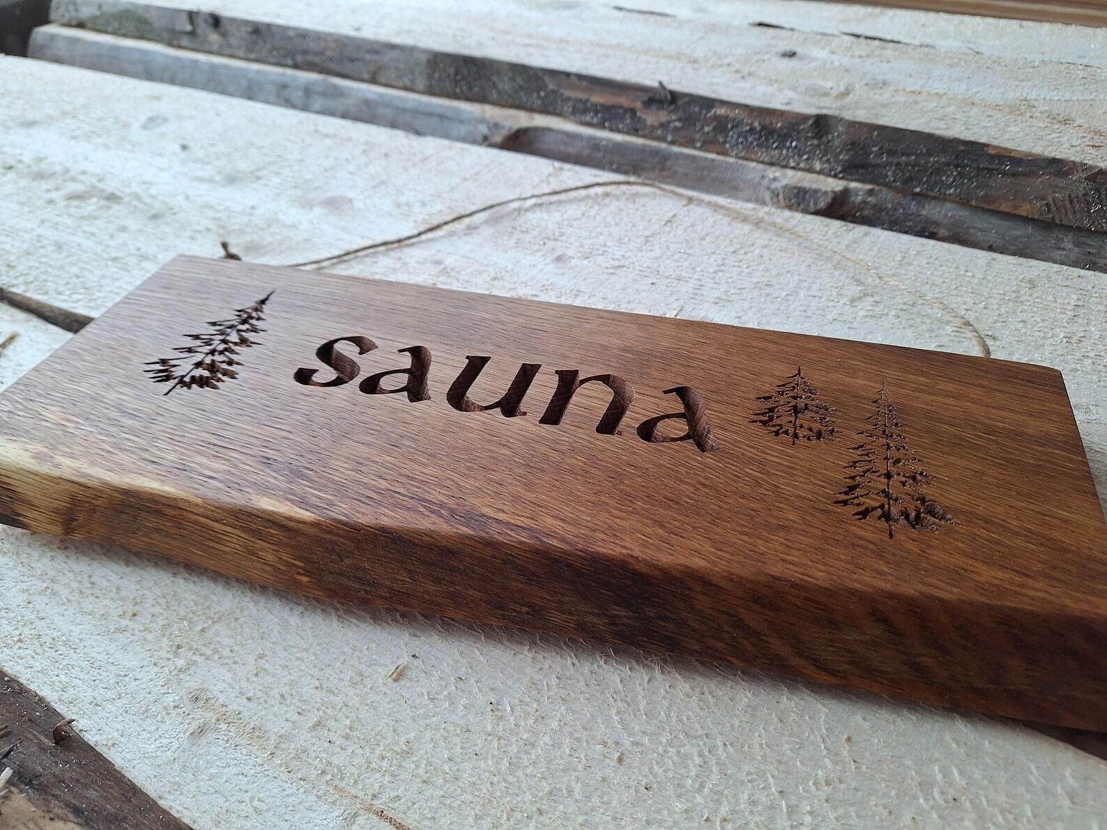 Oak Sauna Wood Sign - Etsy
