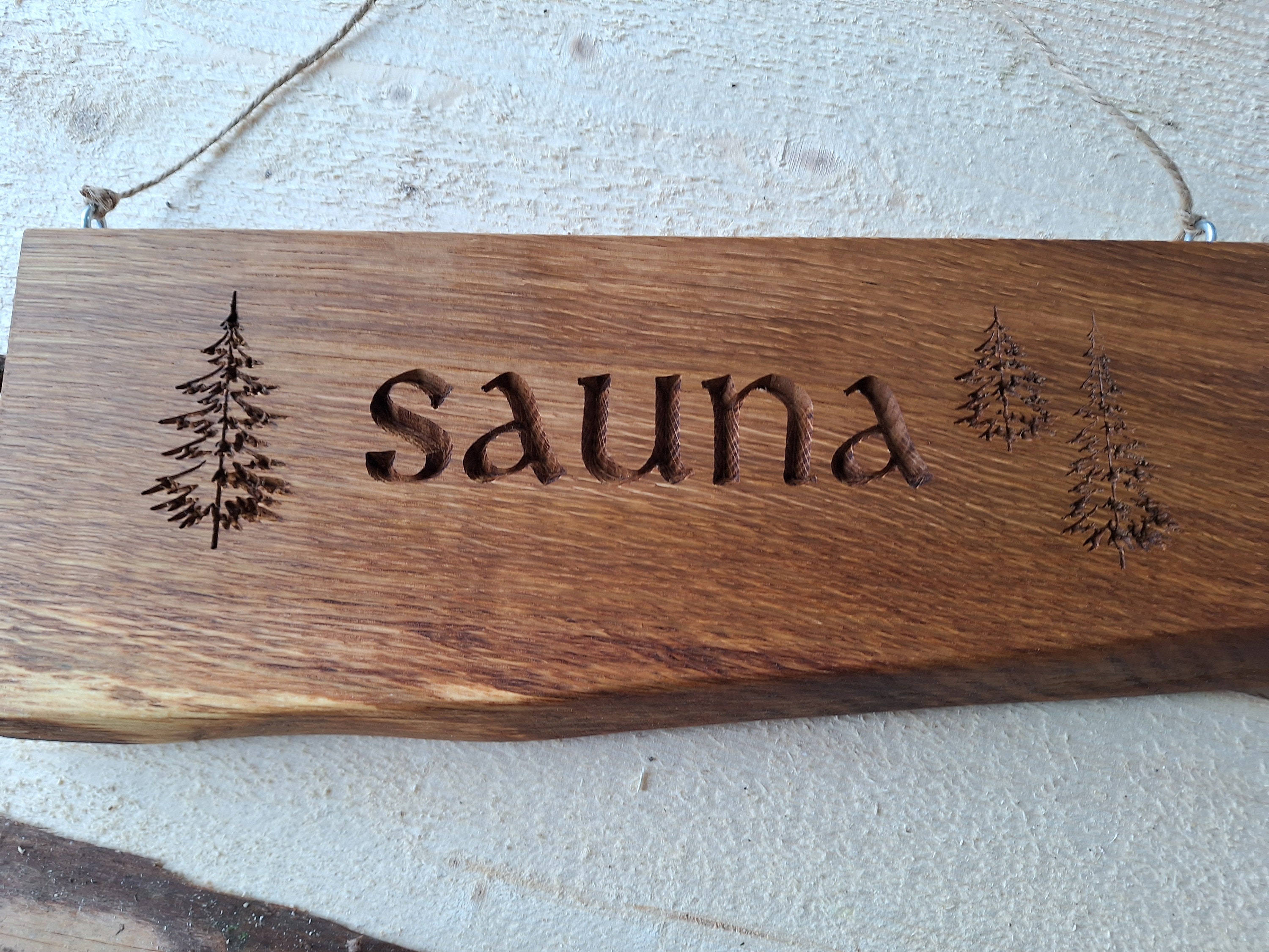 Oak Sauna Wood Sign - Etsy