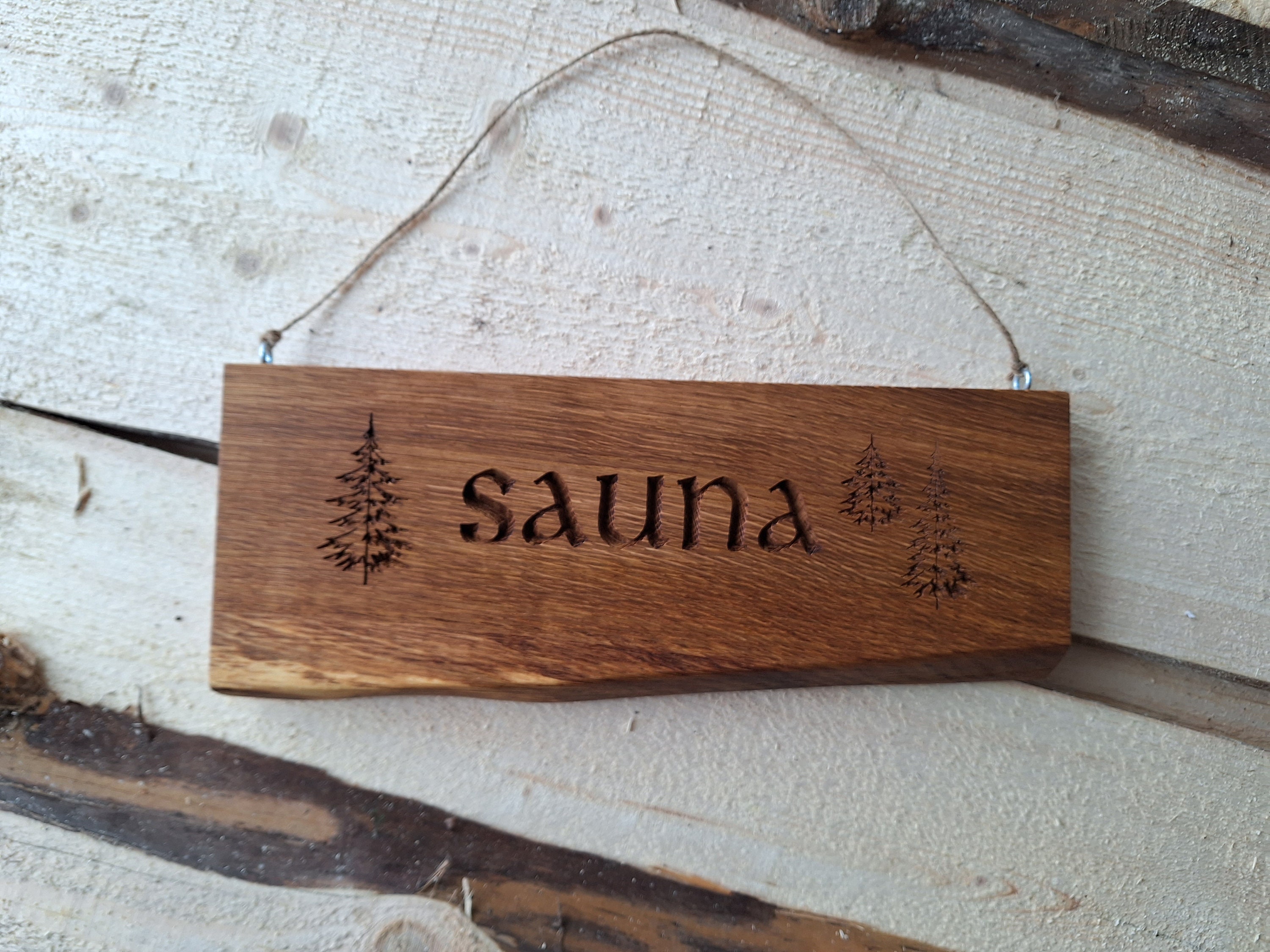 Oak Sauna Wood Sign - Etsy