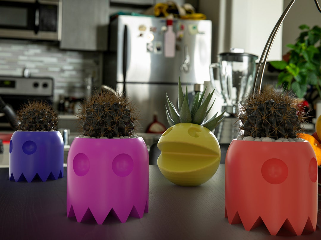 Set of Pac-man Inspired Planters Retro Decor for Game Enthusiasts - Etsy UK