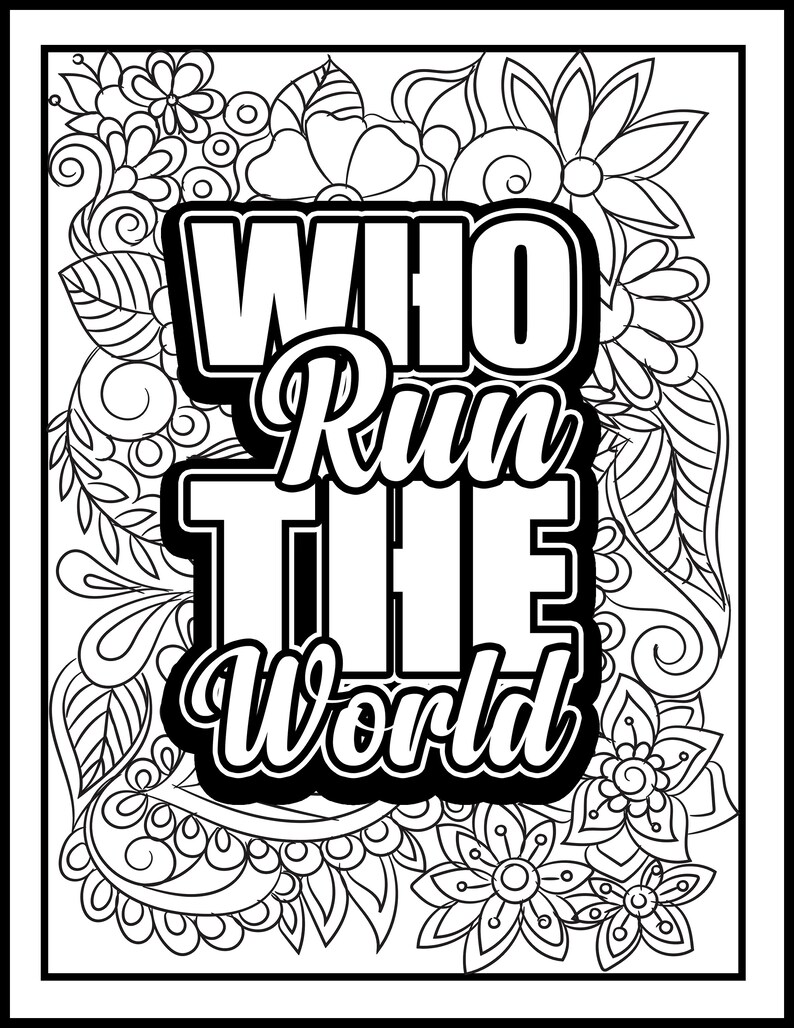 40 women Power Coloring Sheets Floral Motifs and Inspirational Phrases ...