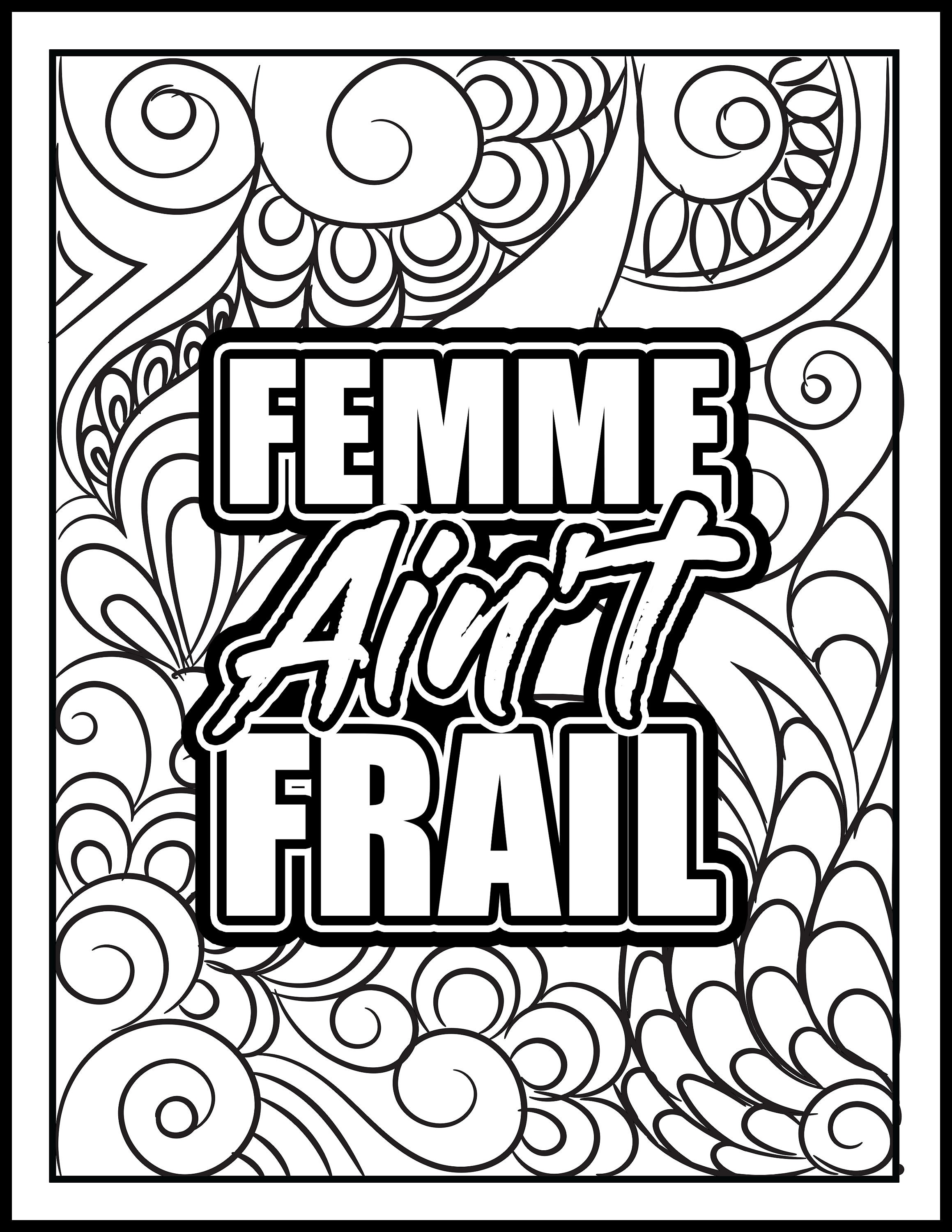 40 women Power Coloring Sheets Floral Motifs and Inspirational Phrases ...