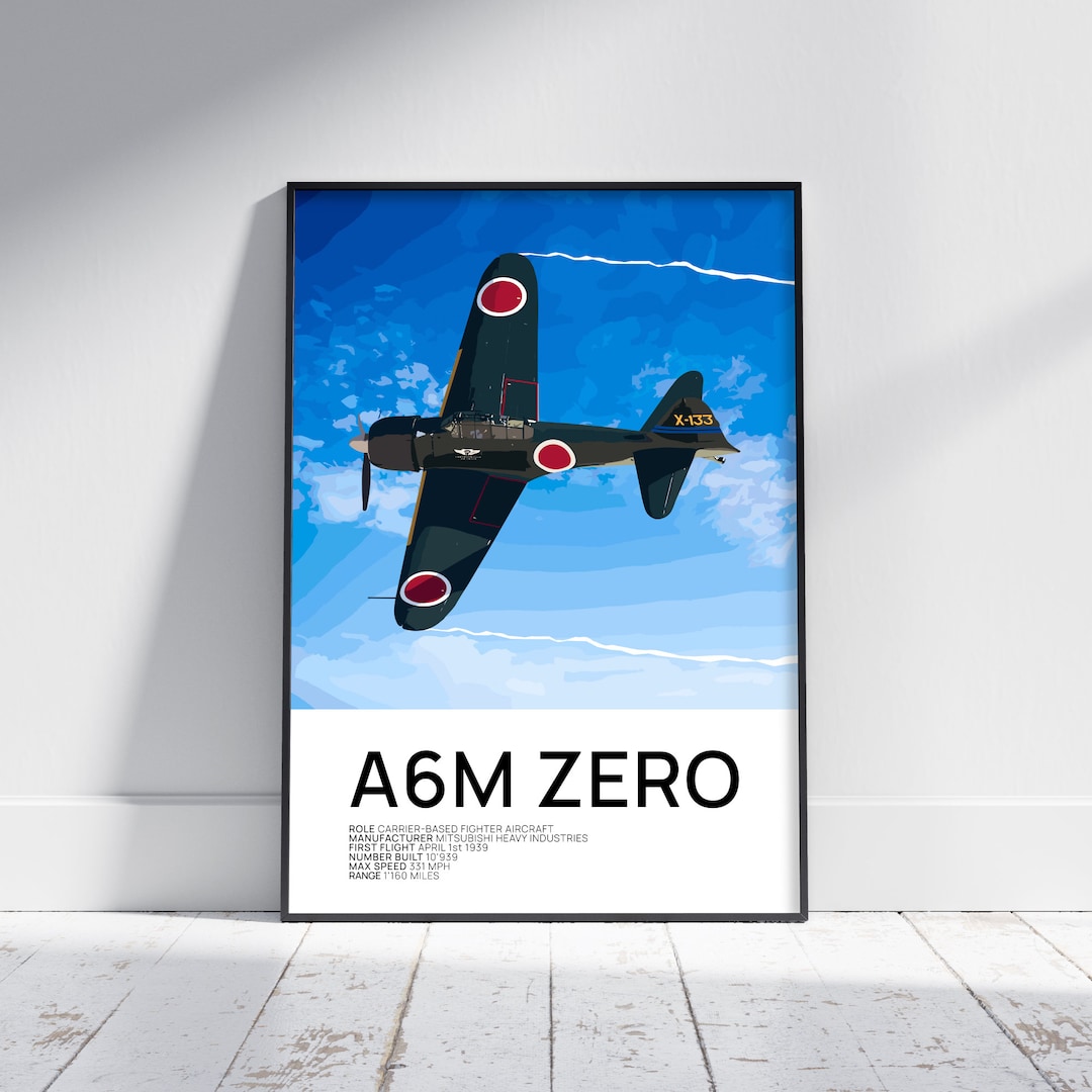 Mitsubishi A6M Zero Poster, A6M Zero Print, Aviation Poster, Fighter ...