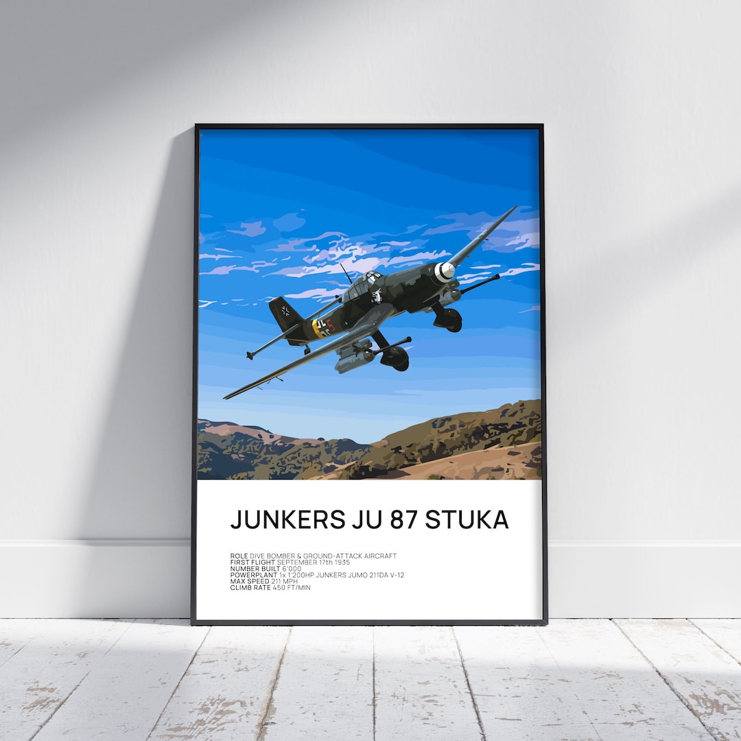 Junkers Ju 87 Stuka Poster, Ju 87 Print, Aviation Poster, Fighter ...