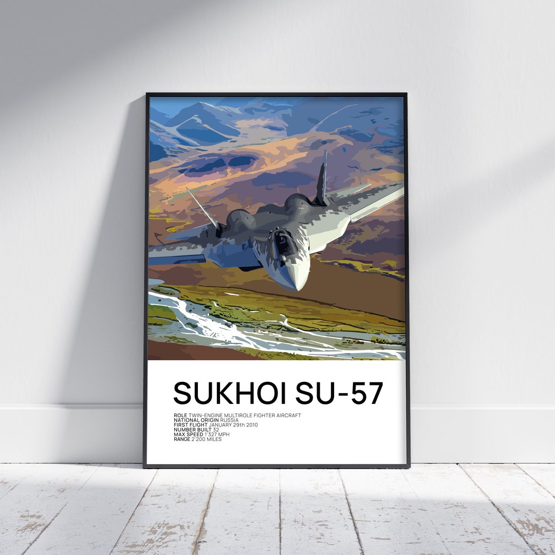 Sukhoi Su-57 Poster, Su-57 Print, Aviation Poster, Fighter Aircraft ...