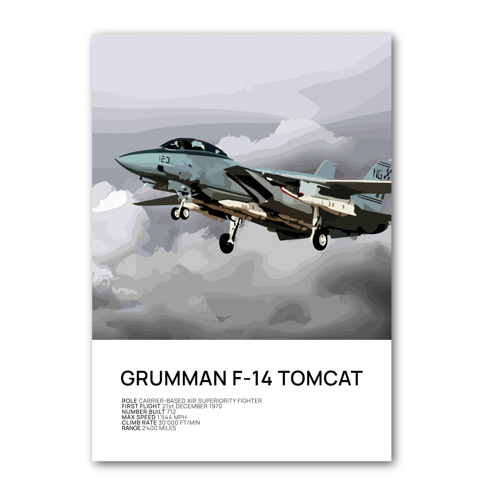 F-14 Tomcat Poster, Grumman F14 Tomcat Print, Aviation Poster, Aviation ...
